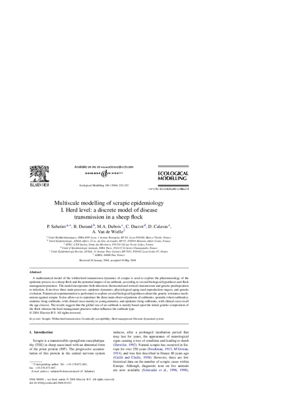 (PDF) Multiscale modelling of scrapie epidemiology