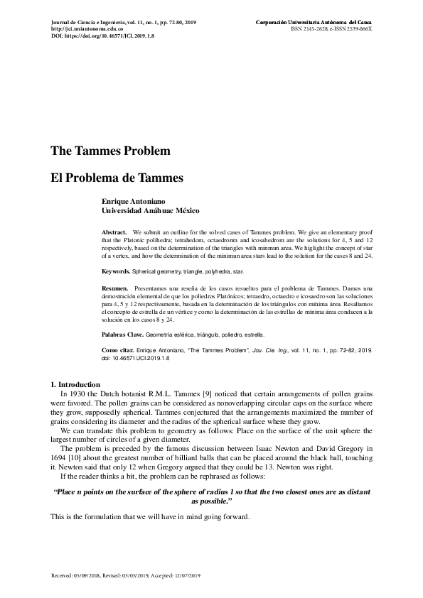 (PDF) The Tammes Problem