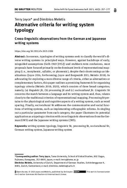 (PDF) Alternative criteria for writing system typology