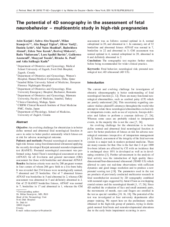 (PDF) The potential of 4D sonography in the assessment of fetal ...