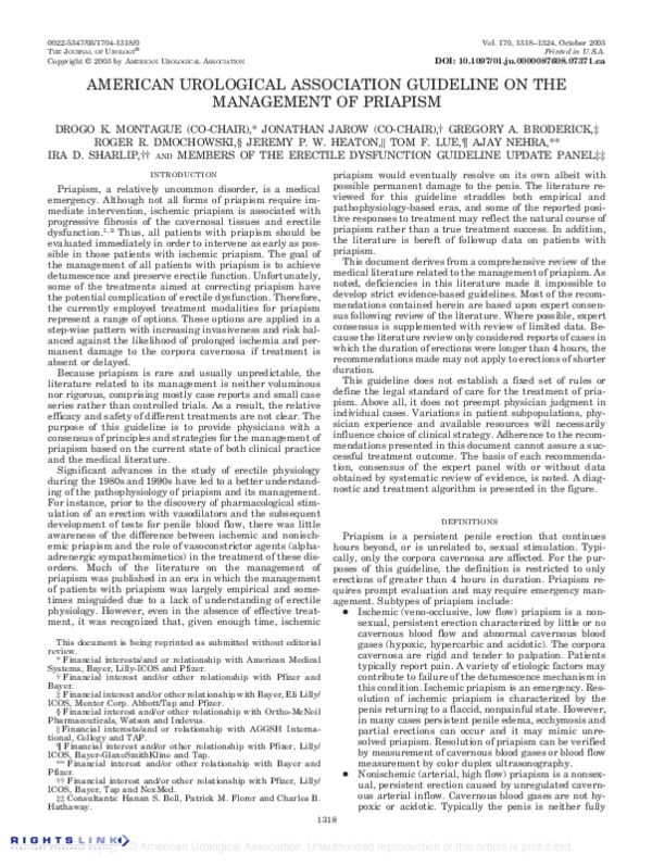 (PDF) American Urological Association Guideline On The Management of Priapism