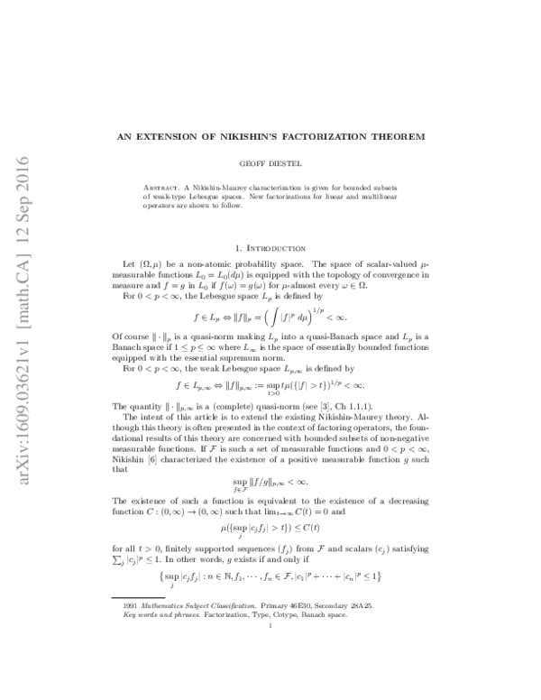 (PDF) An extension of Nikishin's factorization theorem