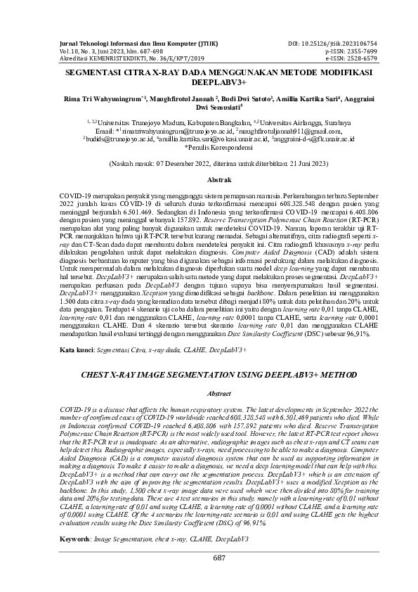 Pdf Chest X Ray Image Segmentation Using Modified Deeplabv3 Method