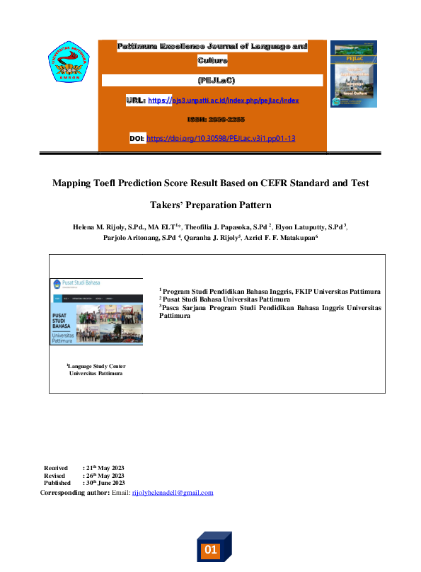 (PDF) Mapping Toefl Prediction Score Result Based on CEFR Standard and ...