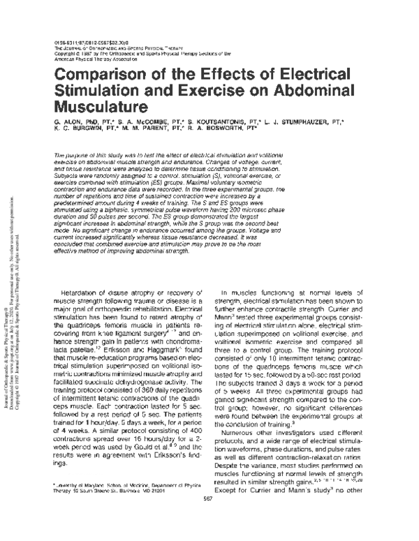 (PDF) Comparison of the Effects of Electrical Stimulation and Exercise ...