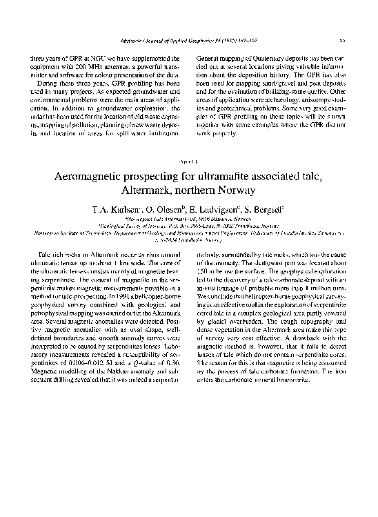 (PDF) Aeromagnetic prospecting for ultramafite associated talc ...