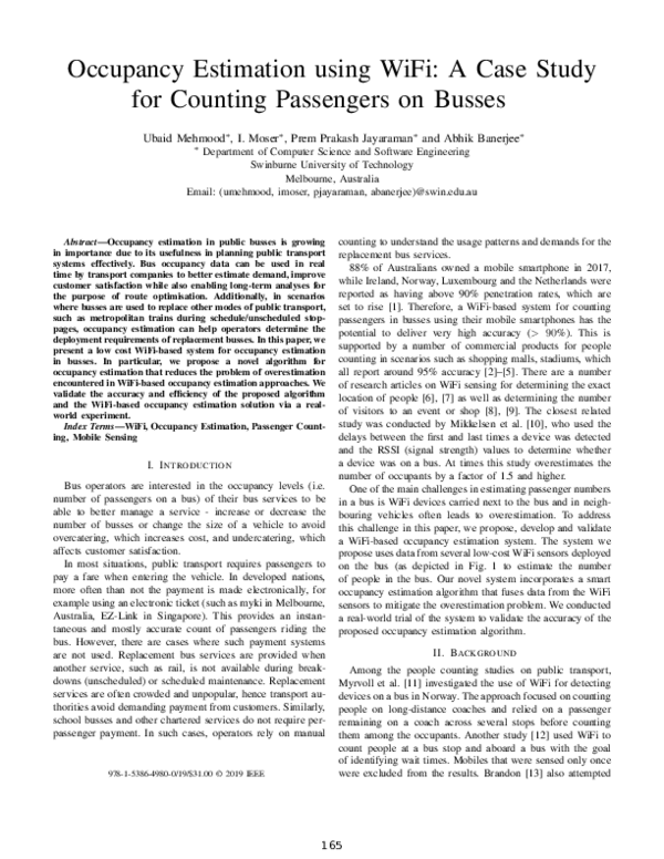 (PDF) Occupancy Estimation using WiFi: A Case Study for Counting Passengers on Busses