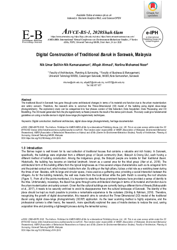 (PDF) Digital Construction of Traditional Baruk in Sarawak, Malaysia