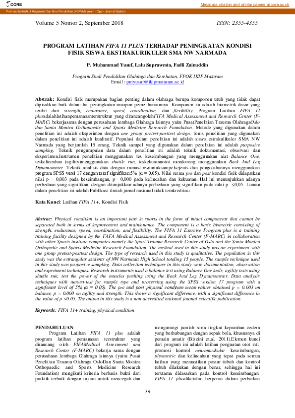 (PDF) Program Latihan Fifa 11 Plus Terhadap Peningkatan Kondisi Fisik ...
