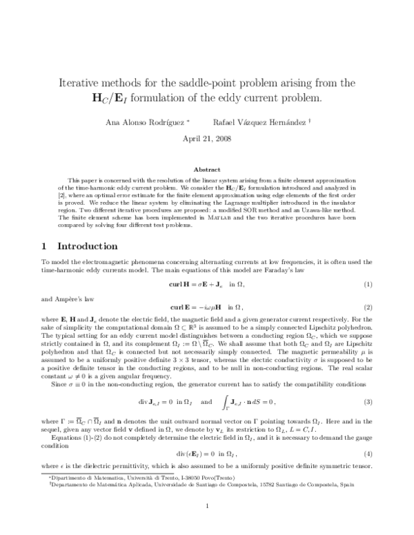 (PDF) Iterative Methods for the Saddle-Point Problem Arising from the ${\bfH}_C/{\bfE}_I ...