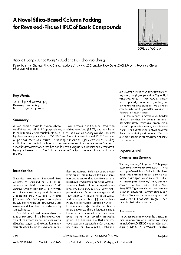 (PDF) A novel silica-based column packing for reversed-phase HPLC of ...