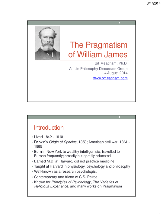 (PDF) The pragmatism of William James