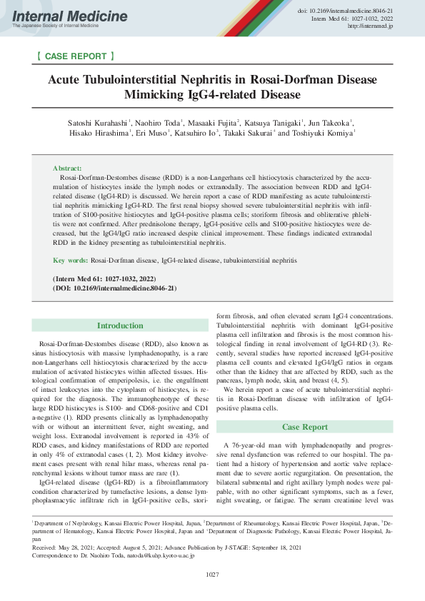(PDF) Acute Tubulointerstitial Nephritis in Rosai-Dorfman Disease ...