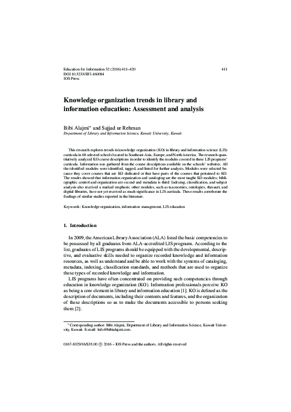 (PDF) Knowledge organization trends in library and information ...