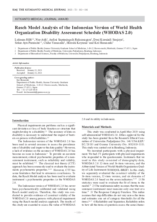 (PDF) Rasch Model Analysis of the Indonesian Version of World Health ...