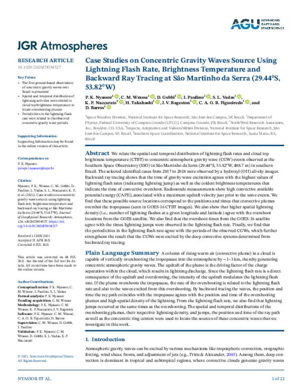 (PDF) Case Studies on Concentric Gravity Waves Source Using Lightning Flash Rate, Brightness ...