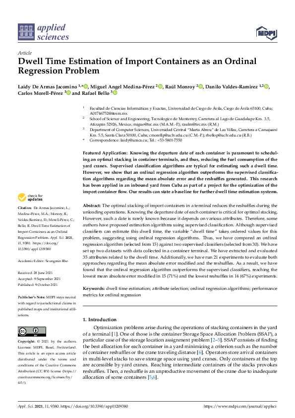 (PDF) Dwell Time Estimation of Import Containers as an Ordinal ...