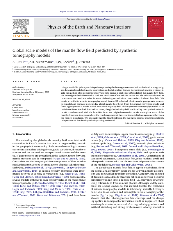 (PDF) Global scale models of the mantle flow field predicted by ...