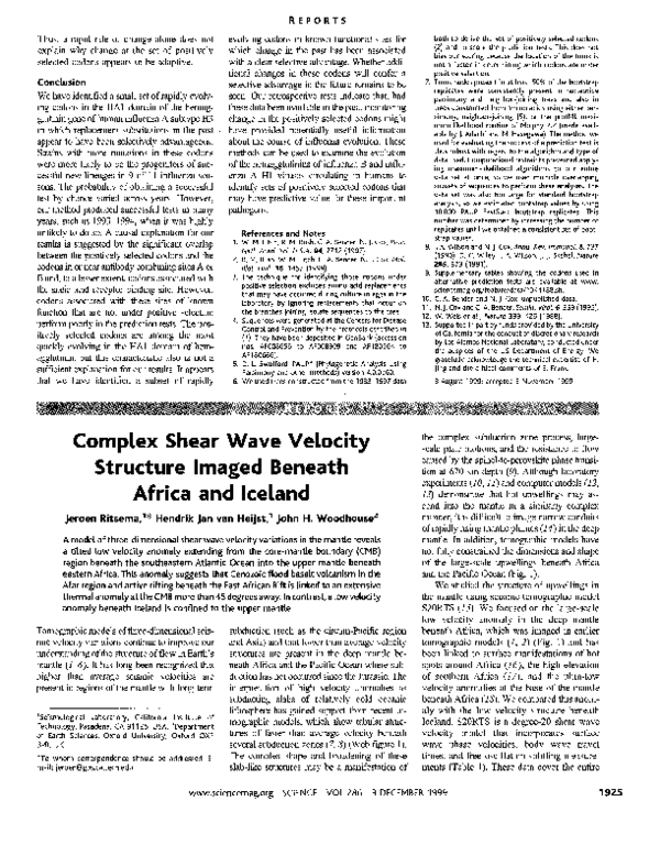 (PDF) Complex Shear Wave Velocity Structure Imaged Beneath Africa and ...