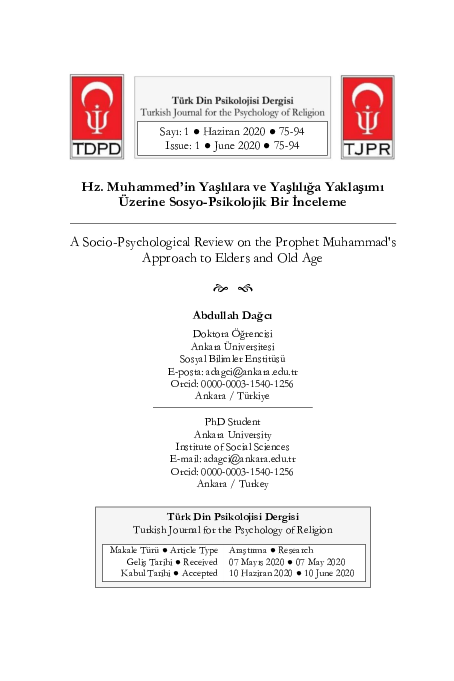 (PDF) Hz. Muhammed’in Yaşlılara ve Yaşlılığa Yaklaşımı Üzerine Sosyo ...