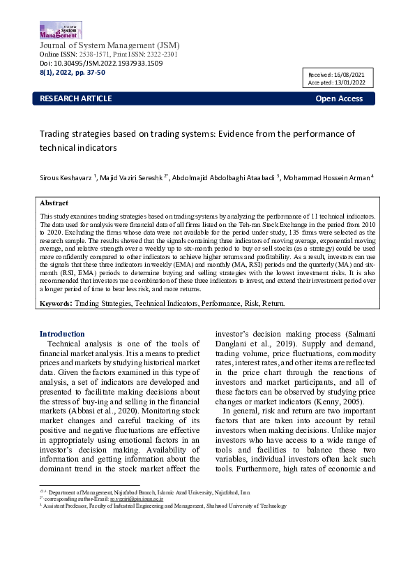 (PDF) Trading strategies based on trading systems: Evidence from the ...