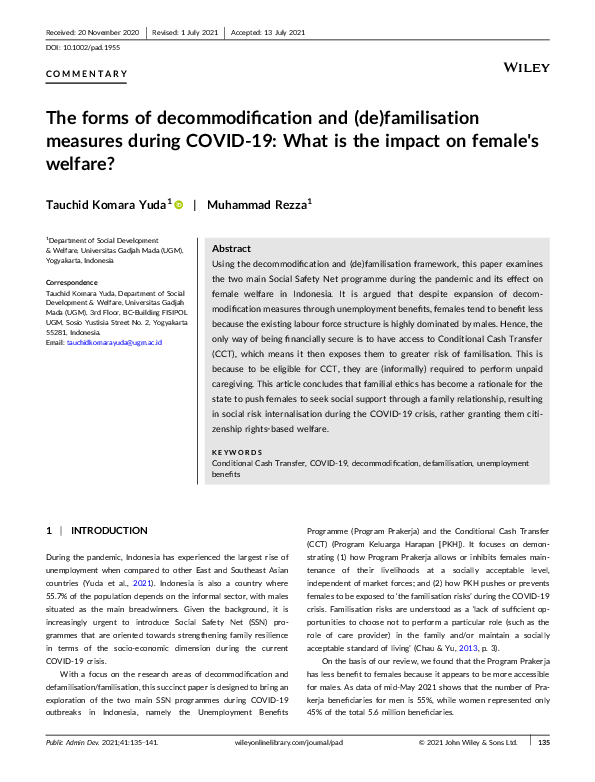 (PDF) The forms of decommodification and (de)familisation measures ...