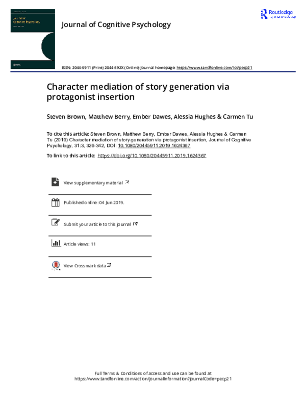 (PDF) Character mediation of story generation via protagonist insertion