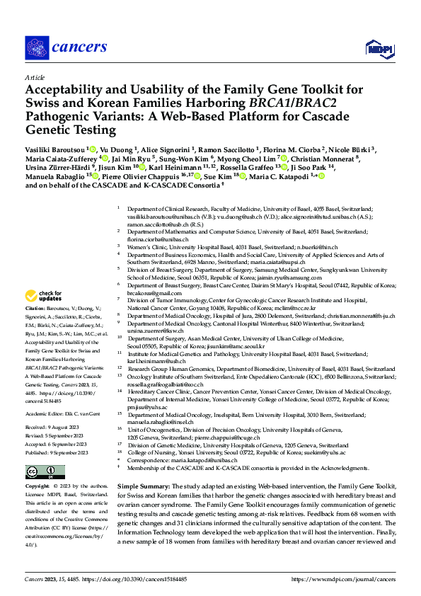 (PDF) Acceptability and Usability of the Family Gene Toolkit for Swiss ...