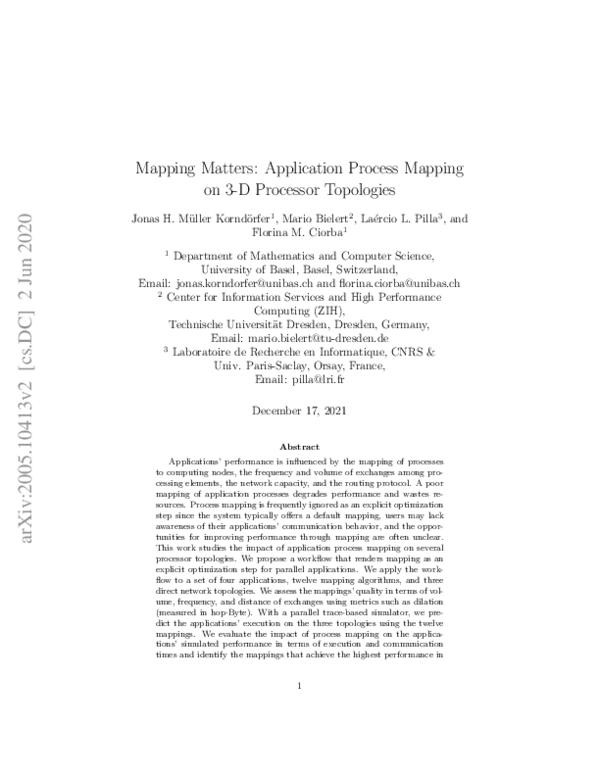 (PDF) Mapping Matters: Application Process Mapping on 3-D Processor Topologies