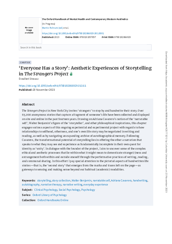 (PDF) ‘Everyone Has a Story’: Aesthetic Experiences of Storytelling in ...