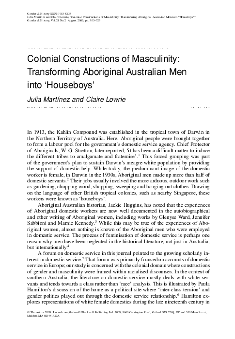 (PDF) Colonial Constructions of Masculinity: Transforming Aboriginal ...