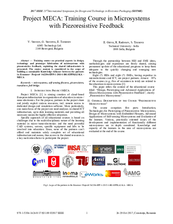(PDF) Project MECA: Training course in microsystems with piezoresistive feedback | Vladimir ...