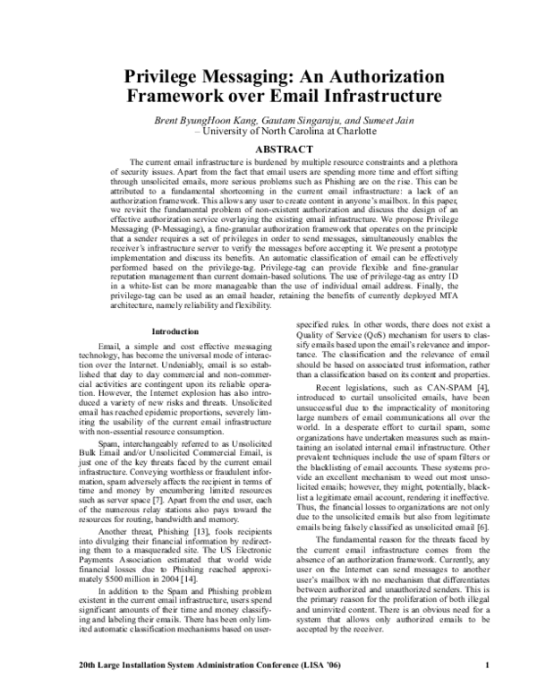 (PDF) Privilege Messaging: An Authorization Framework over Email ...