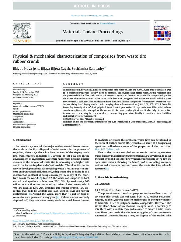 (PDF) Physical & mechanical characterization of composites from waste ...