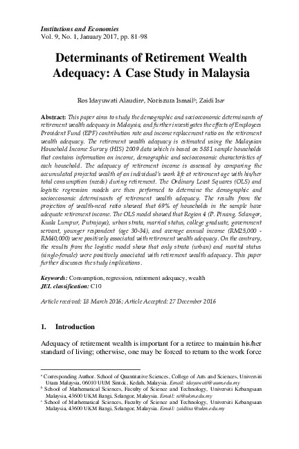 (PDF) Determinants of Retirement Wealth Adequacy: A Case Study in ...