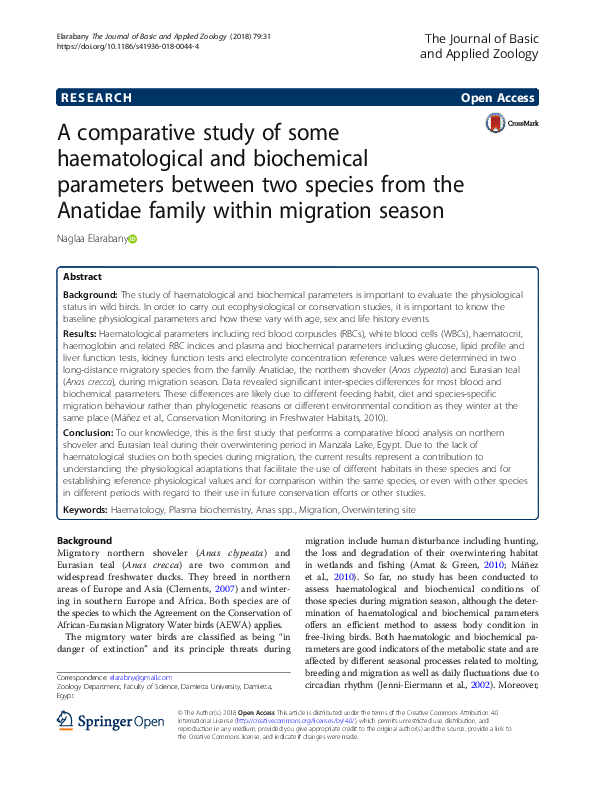 (PDF) A comparative study of some haematological and biochemical ...