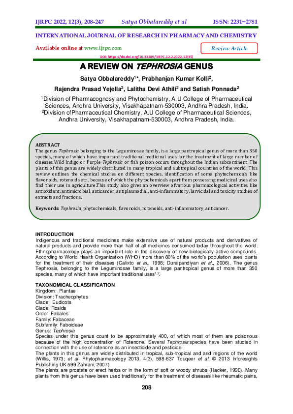 (PDF) A Review on Tephrosia Genus