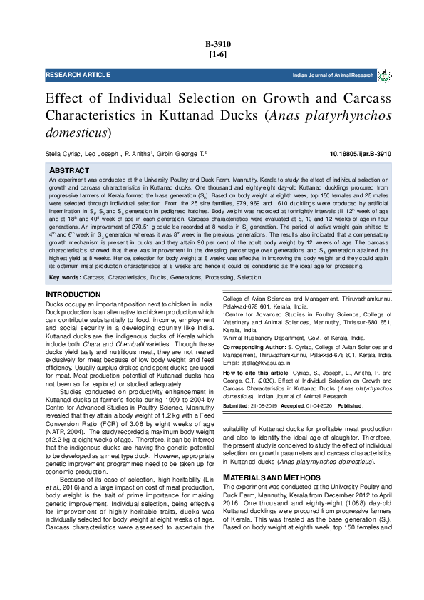 (PDF) Effect of Individual Selection on Growth and Carcass ...
