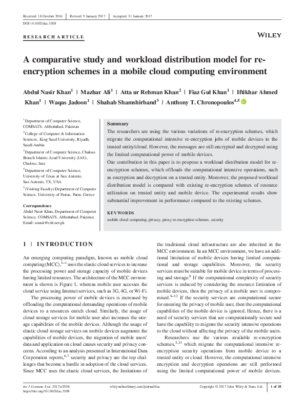 (PDF) A comparative study and workload distribution model for re-encryption schemes in a mobile ...