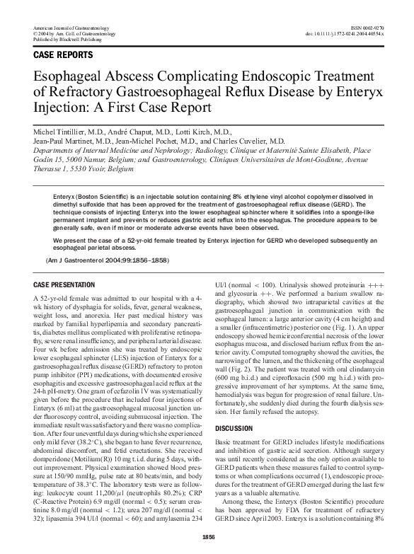 (PDF) Esophageal Abscess Complicating Endoscopic Treatment of ...