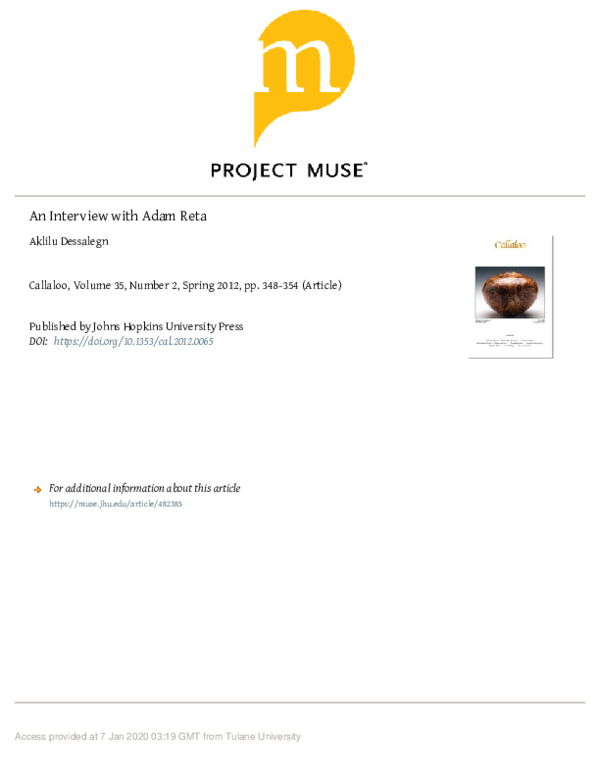 (PDF) An Interview with Adam Reta