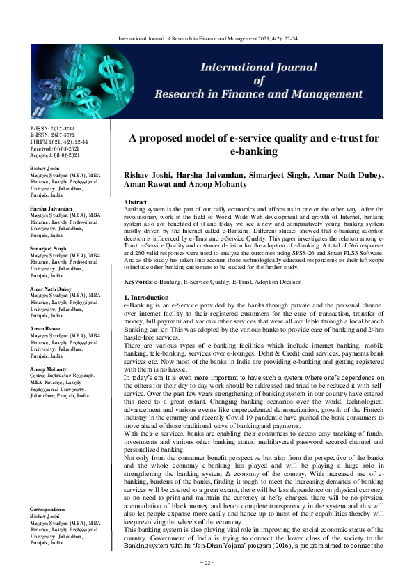 (PDF) A proposed model of e-service quality and e-trust for e-banking