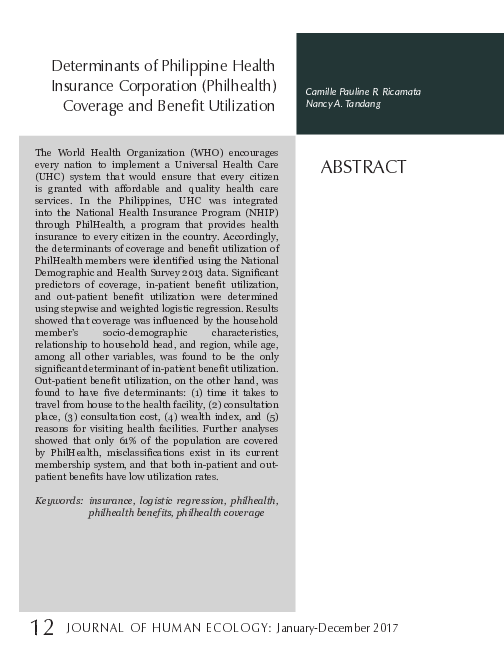 (PDF) Determinants of Philippine Health Insurance Corporation ...