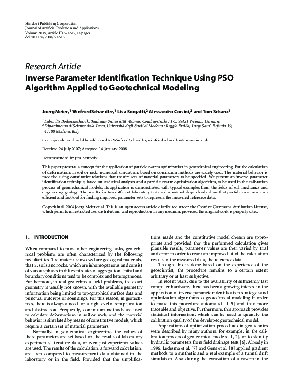 Pdf Inverse Parameter Identification Technique Using Pso Algorithm