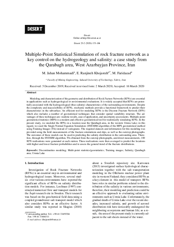 (PDF) Multiple-Point Statistical Simulation of rock fracture network as a key control on the ...