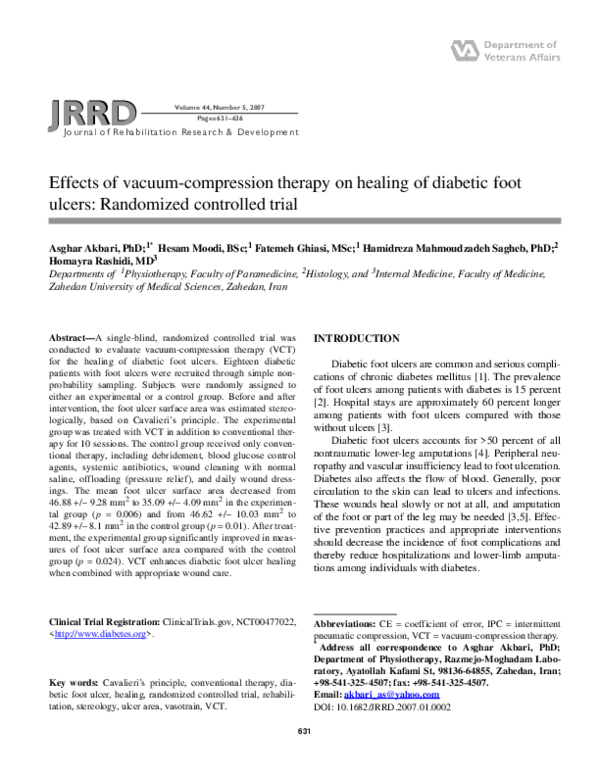 (PDF) Effects of vacuum-compression therapy on healing of diabetic foot ... (PDF) Effects of vacuum-compression therapy on healing of diabetic foot ...