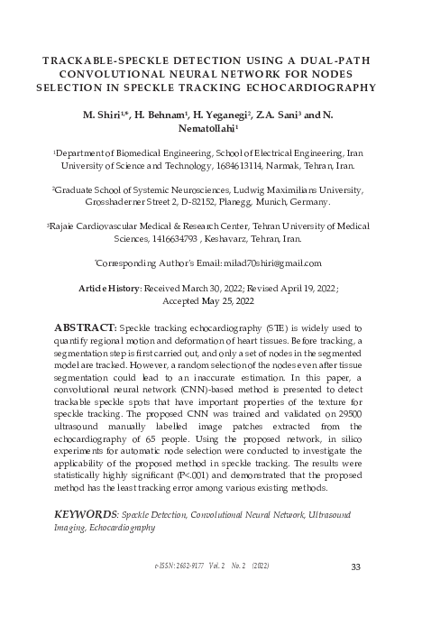 Pdf Trackable Speckle Detection Using A Dual Path Convolutional Neural Network For Nodes