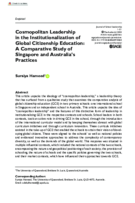 (PDF) Cosmopolitan Leadership in the Institutionalization of Global ...