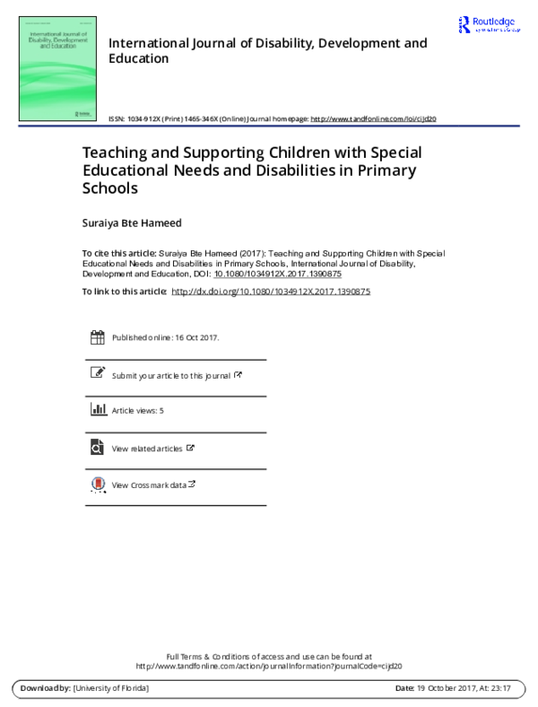 (PDF) Teaching and Supporting Children with Special Educational Needs ...