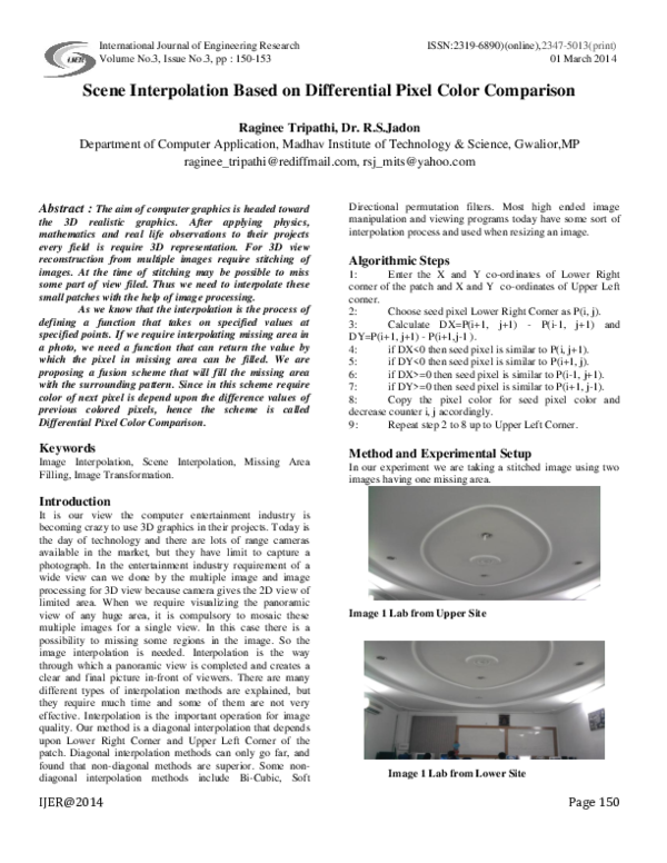 Pdf Scene Interpolation Based On Differential Pixel Color Comparison Scene Interpolation Based